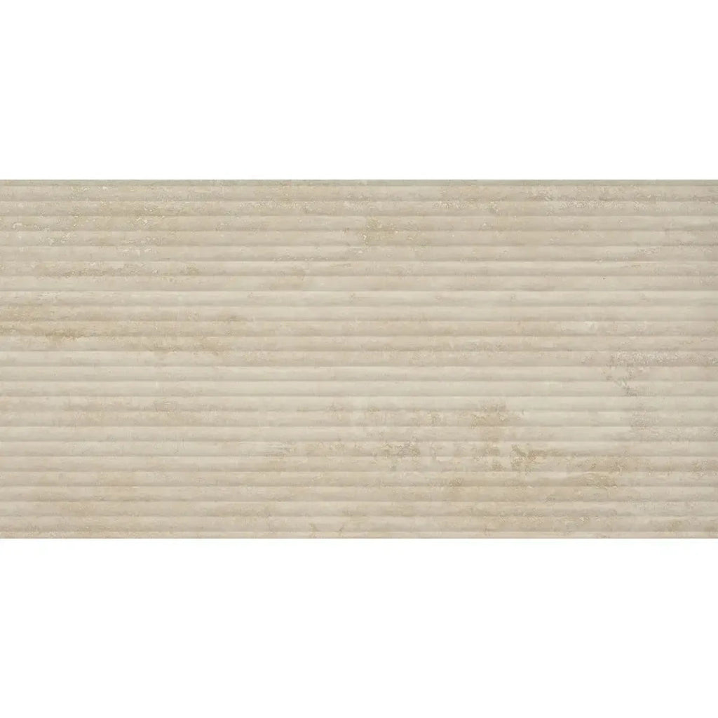 Eterica Fluted Sand Travertine 24x48 Porcelain Tile | Tile Club
