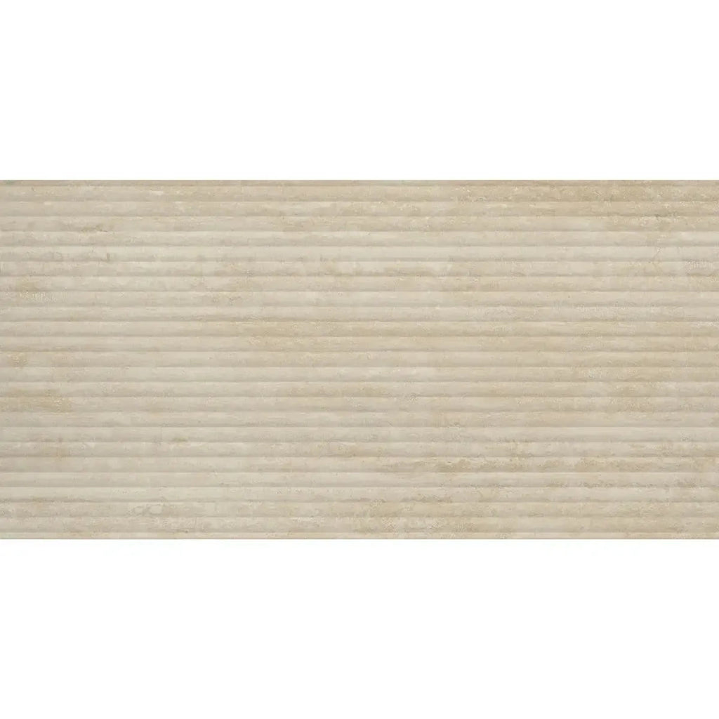 Eterica Fluted Sand Travertine 24x48 Porcelain Tile | Tile Club