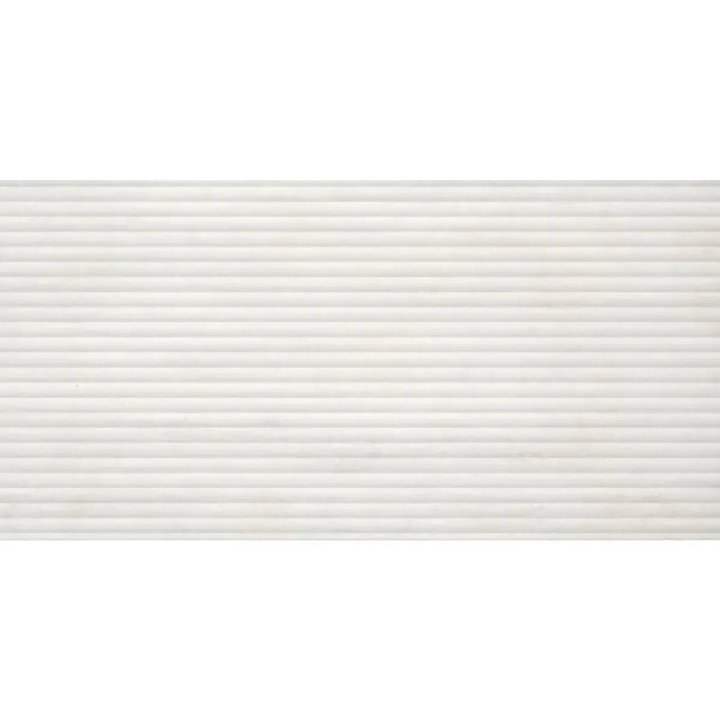 Eterica Fluted White Travertine 24x48 Porcelain Tile | Tile Club