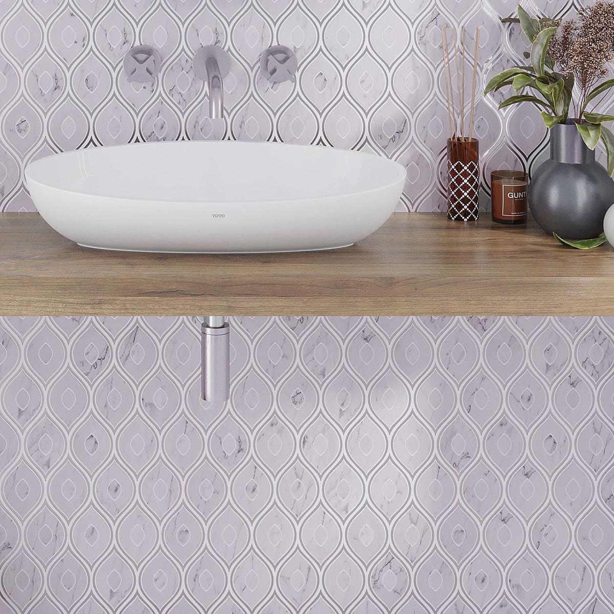 Evil Eye Carrara Marble Mosaic Tile | Tile Club