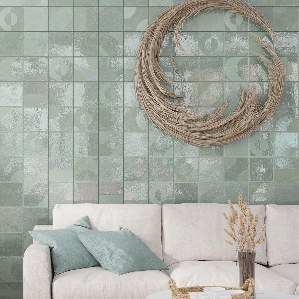 Formidus Sage Deco Square 8x8 Porcelain Tile | Tile Club