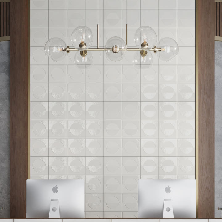 Formidus White Eclipse Square 8x8 Porcelain Tile | Tile Club