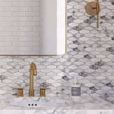 Frozen Dreams Elongated Hex Glass Mosaic Tile | Gray and White Backsplash