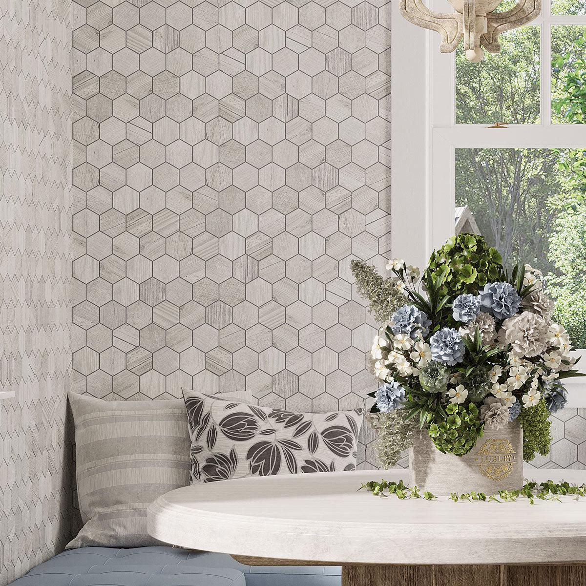 Gems Hex Blanco White Wood Look Tile | Online Tile Store with Free ...