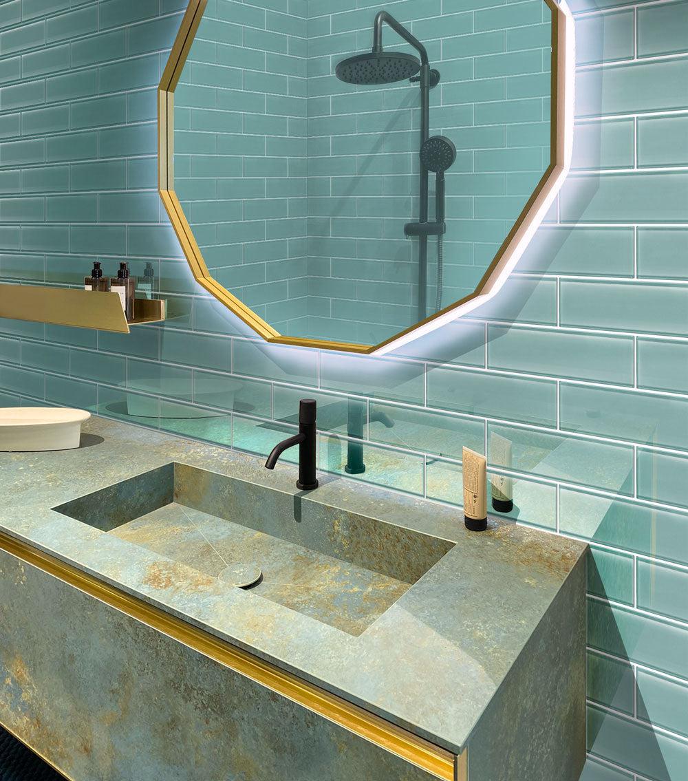 Glacier Aqua 3X12 Polished Glass Tile | Tile Club