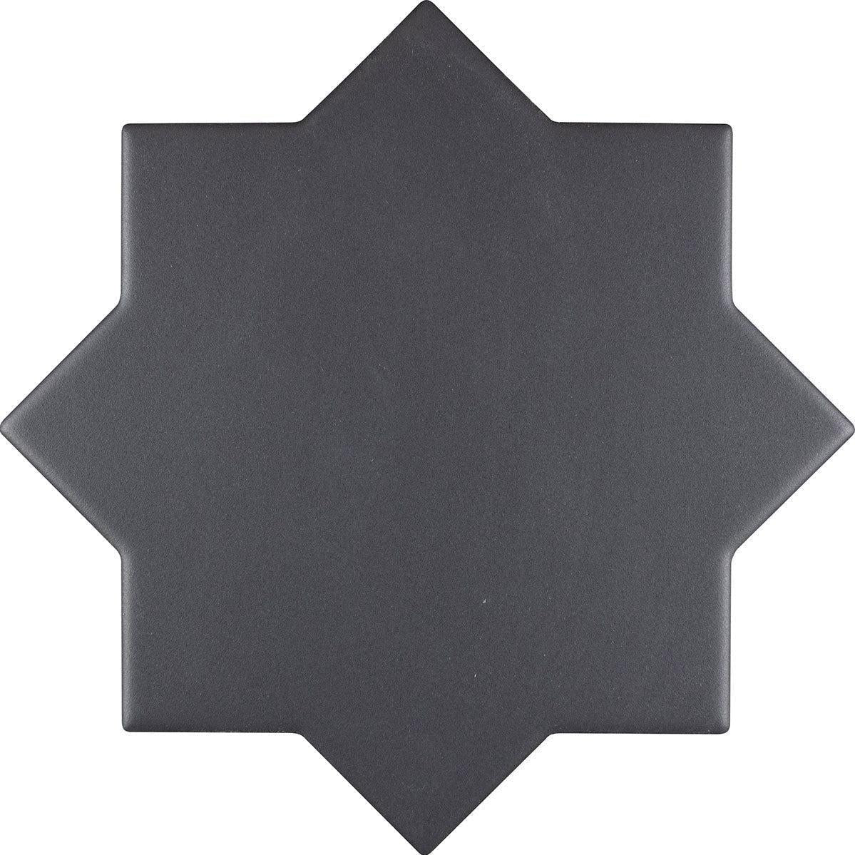 Santa Barbara Black Star Ceramic Tile | Star and Cross Pattern Tile