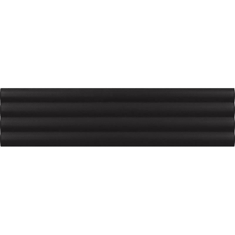 Groove Black Deco Matte Ceramic Subway Tile | Tile Club