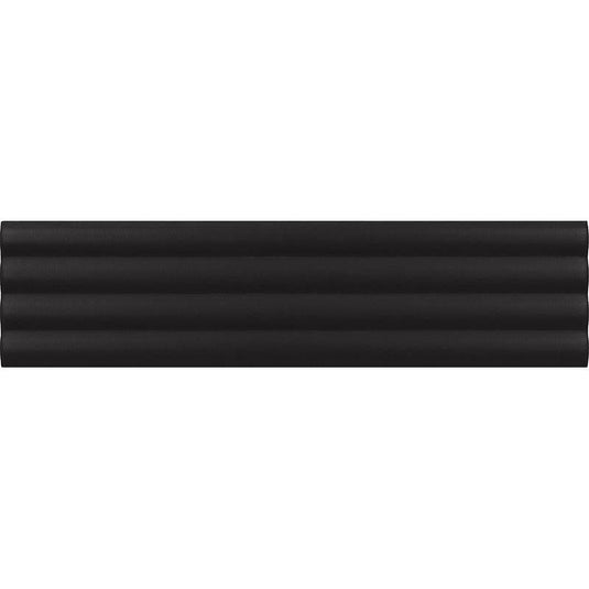 Groove Black Deco Matte Ceramic Subway Tile | Tile Club