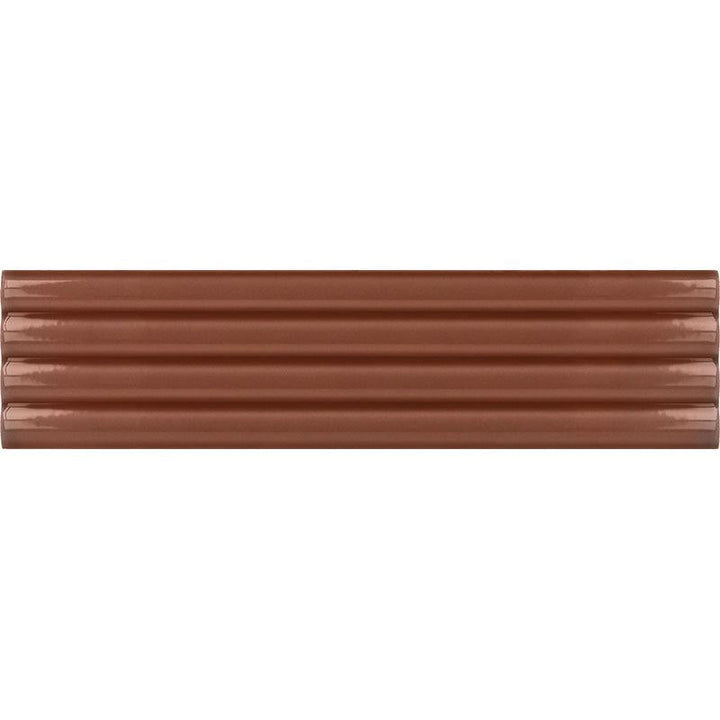 Groove Terra Cotta Deco Gloss Ceramic Subway Tile | Tile Club