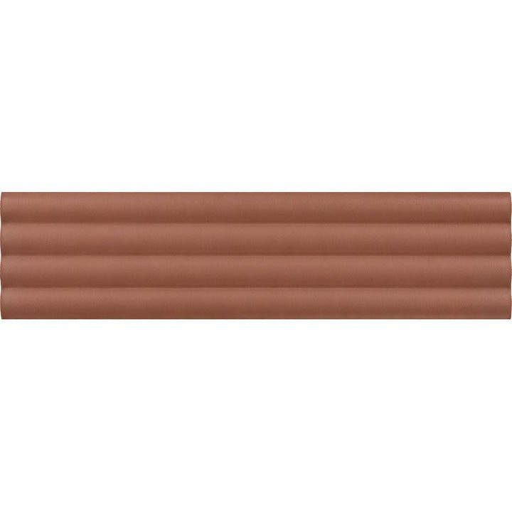 Groove Terra Cotta Deco Matte Ceramic Subway Tile | Tile Club