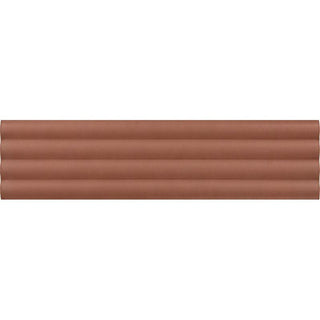 Groove Terra Cotta Deco Matte Ceramic Subway Tile | Tile Club