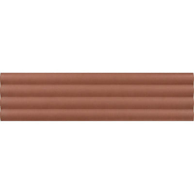 Groove Terra Cotta Deco Matte Ceramic Subway Tile | Tile Club
