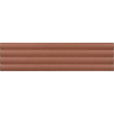 Groove Terra Cotta Deco Matte Ceramic Subway Tile | Tile Club