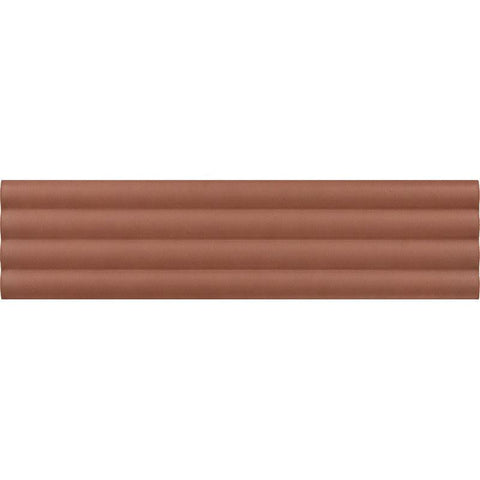 Groove Terra Cotta Deco Matte Ceramic Subway Tile | Tile Club