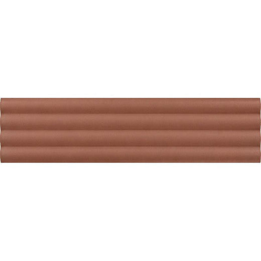 Groove Terra Cotta Deco Matte Ceramic Subway Tile | Tile Club