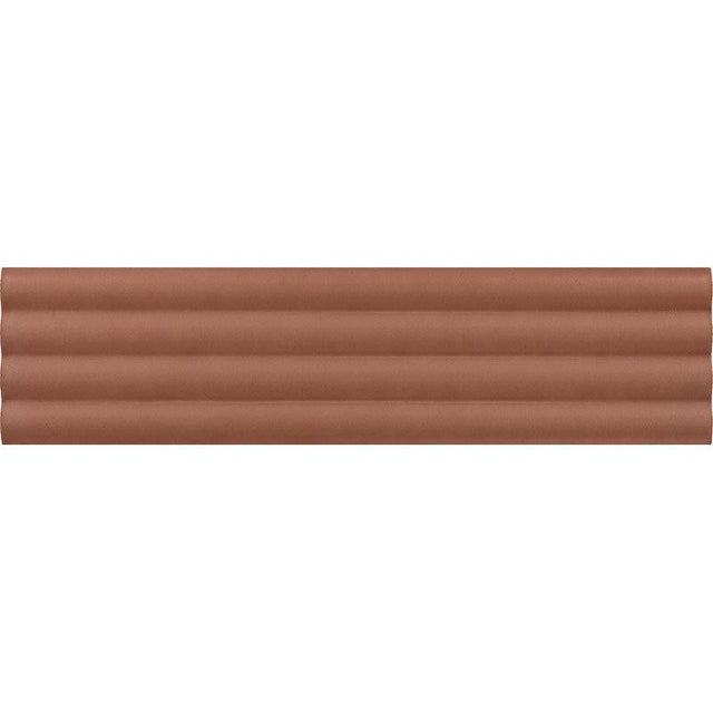 Groove Terra Cotta Deco Matte Ceramic Subway Tile | Tile Club