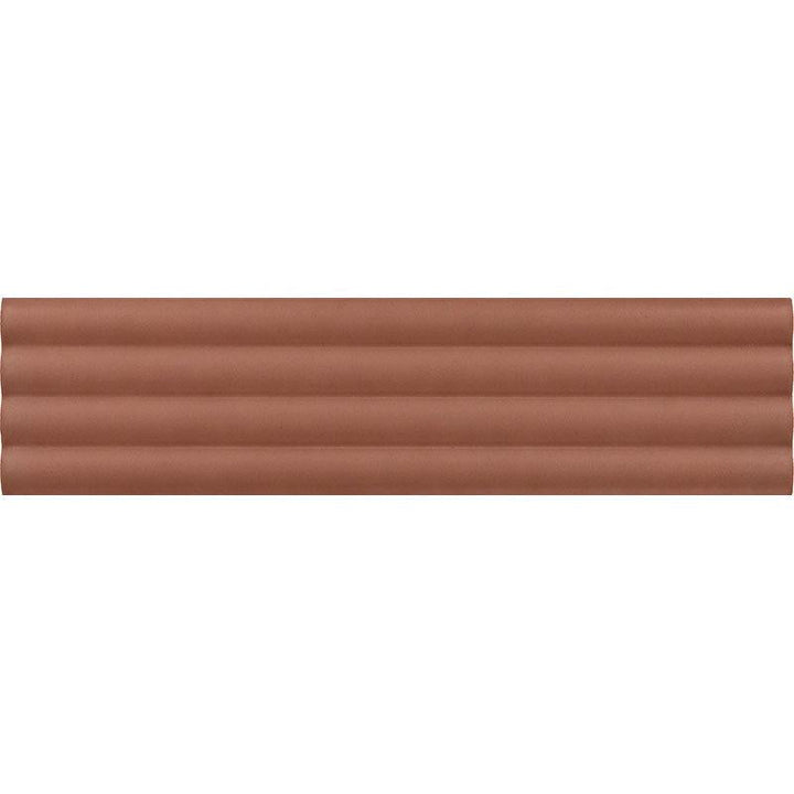 Groove Terra Cotta Deco Matte Ceramic Subway Tile | Tile Club