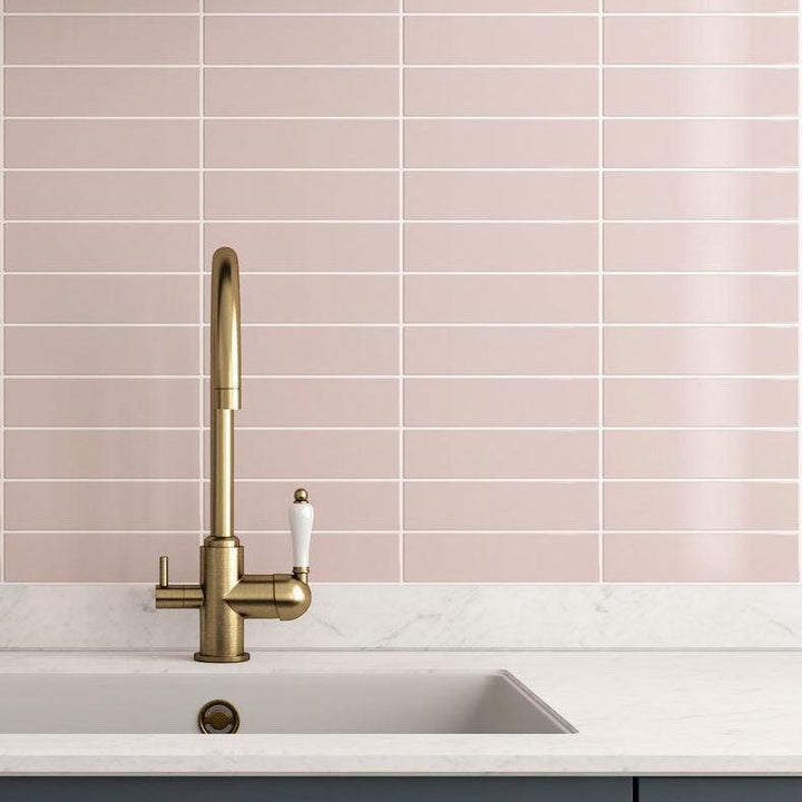 Groove Pink Gloss Ceramic Subway Tile | Tile Club