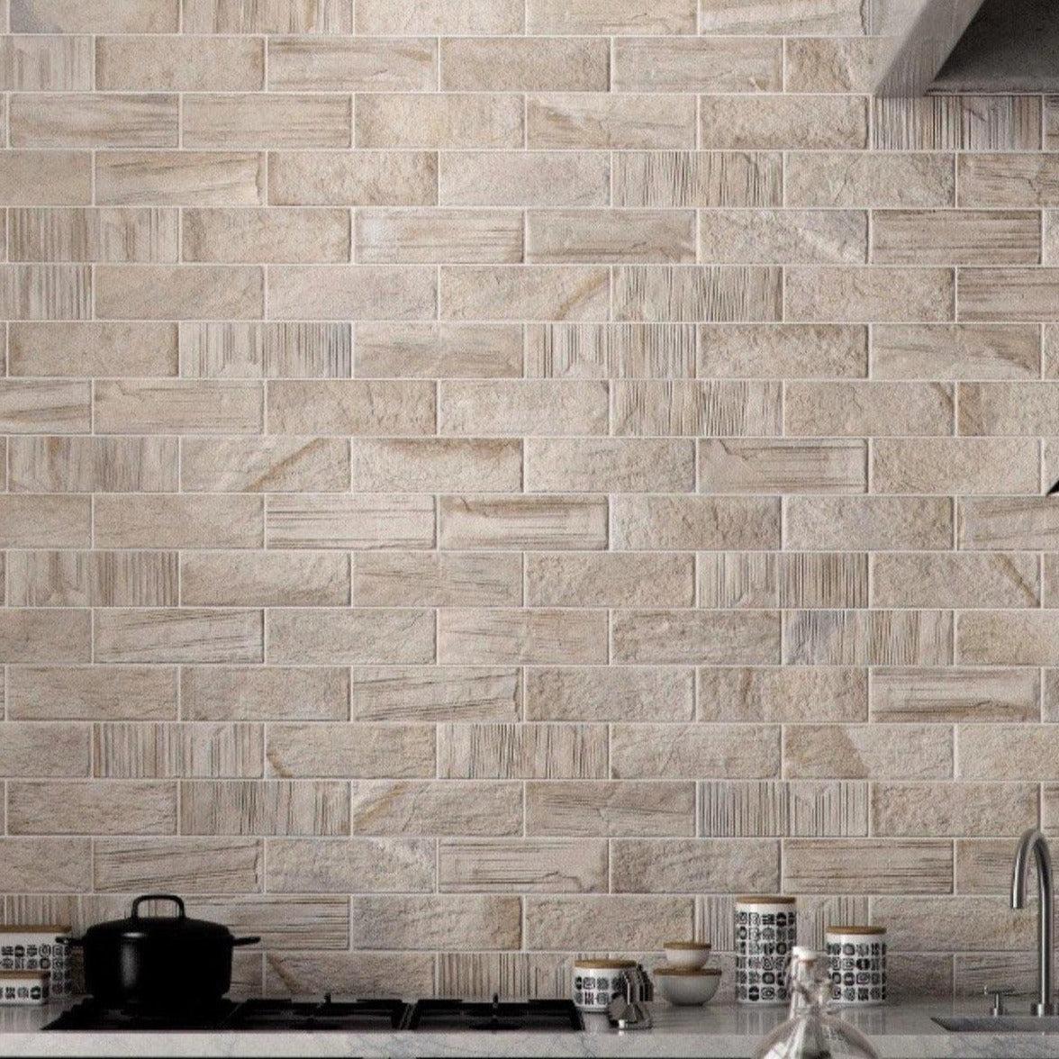 Brick Brooklyn Natural Porcelain Tile | Textured Wall and Floor Tile
