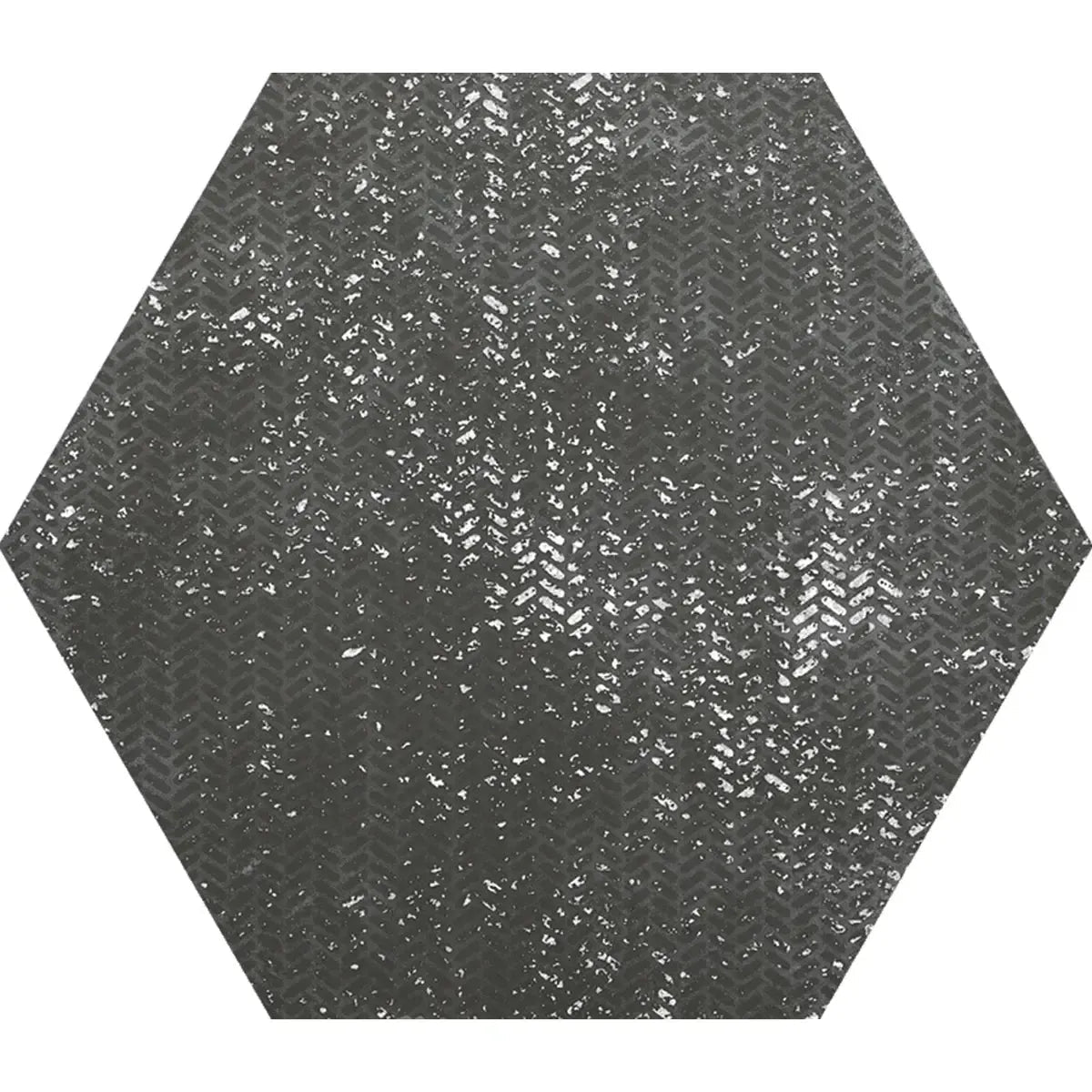 Ink Black Dimension Porcelain Hexagon Tile | Textured Floors, Walls