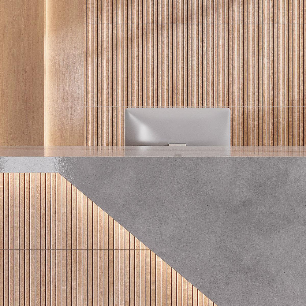 Japandi Natural Slat Wall Tile | Textured Porcelain Tile