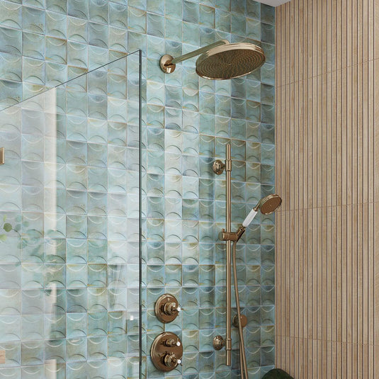 Luna Arc Sky 4x4 Ceramic Square Tile | Blue Wall Décor