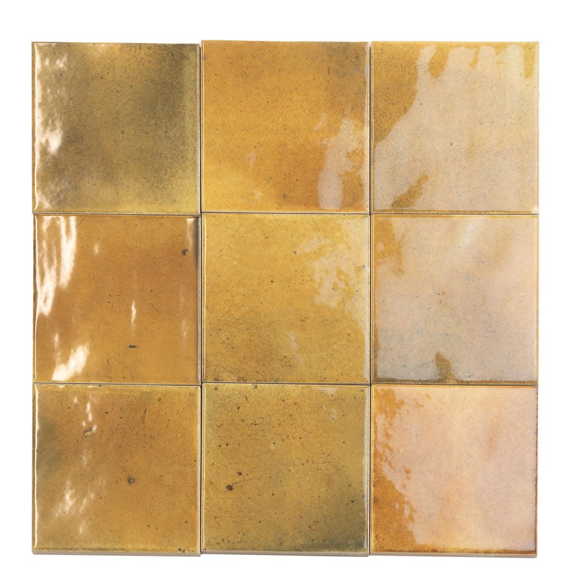Luna Caramel 4x4 Ceramic Tile with Handcrafted Style