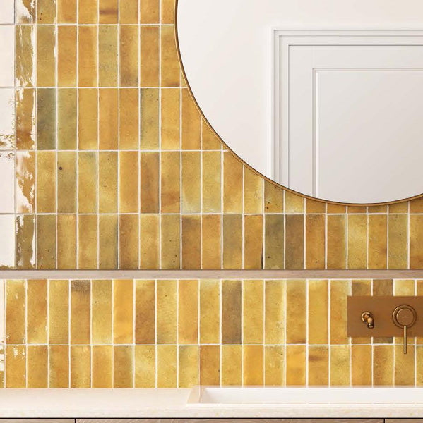 Luna Caramel 2.5x8 Ceramic Subway Tile Backsplash and Shower