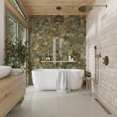 Luna Olive 4x4 Ceramic Square Tile Backsplash and Shower