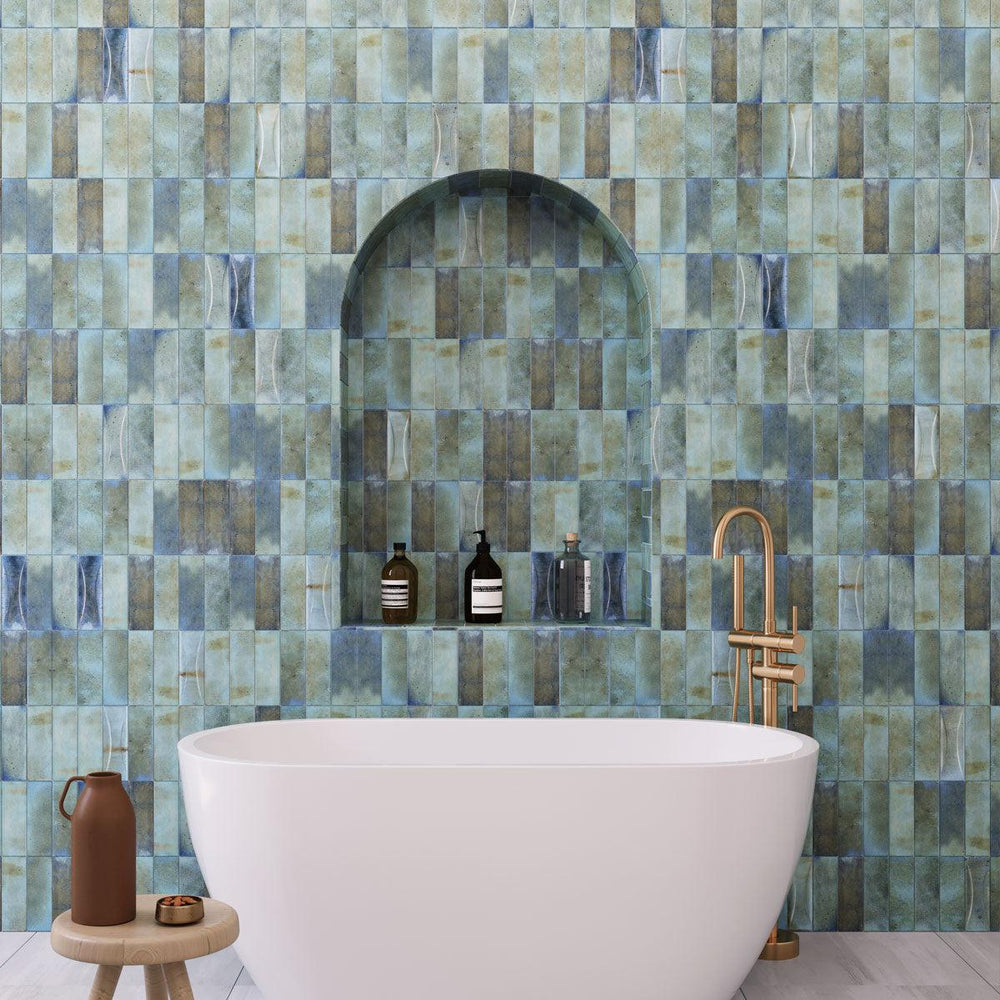 Luna Sky 2.5x8 Ceramic Subway Tiles | Blue Ceramic Wall Tiles