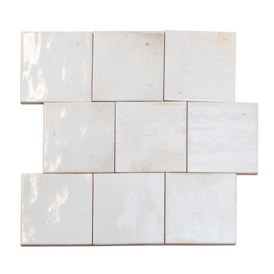 Luna White 4x4 Ceramic Square Tile Backsplash and Shower