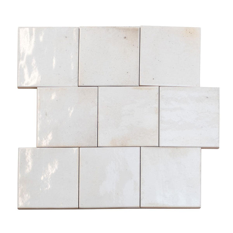 Luna White 4x4 Ceramic Square Tile Backsplash and Shower