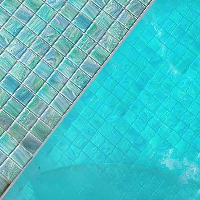 Mermaid Lagoon 2" Mixed Squares Glass Pool Tile | Colorful Shower, Pool ...
