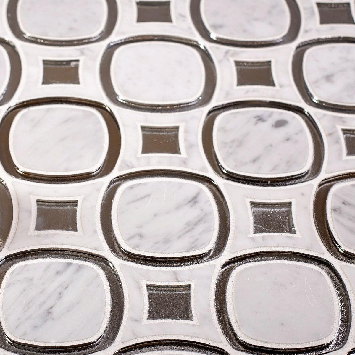 Milan White & Silver Mosaic Tile | Tile Club