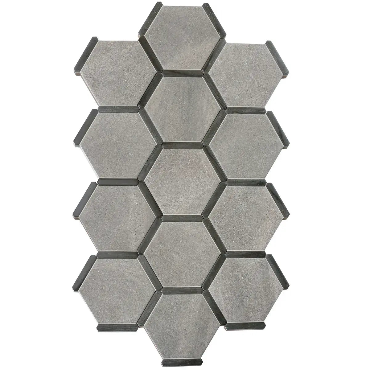 Montura Gray Cement Porcelain Hexagon Tile for patterned floors & walls