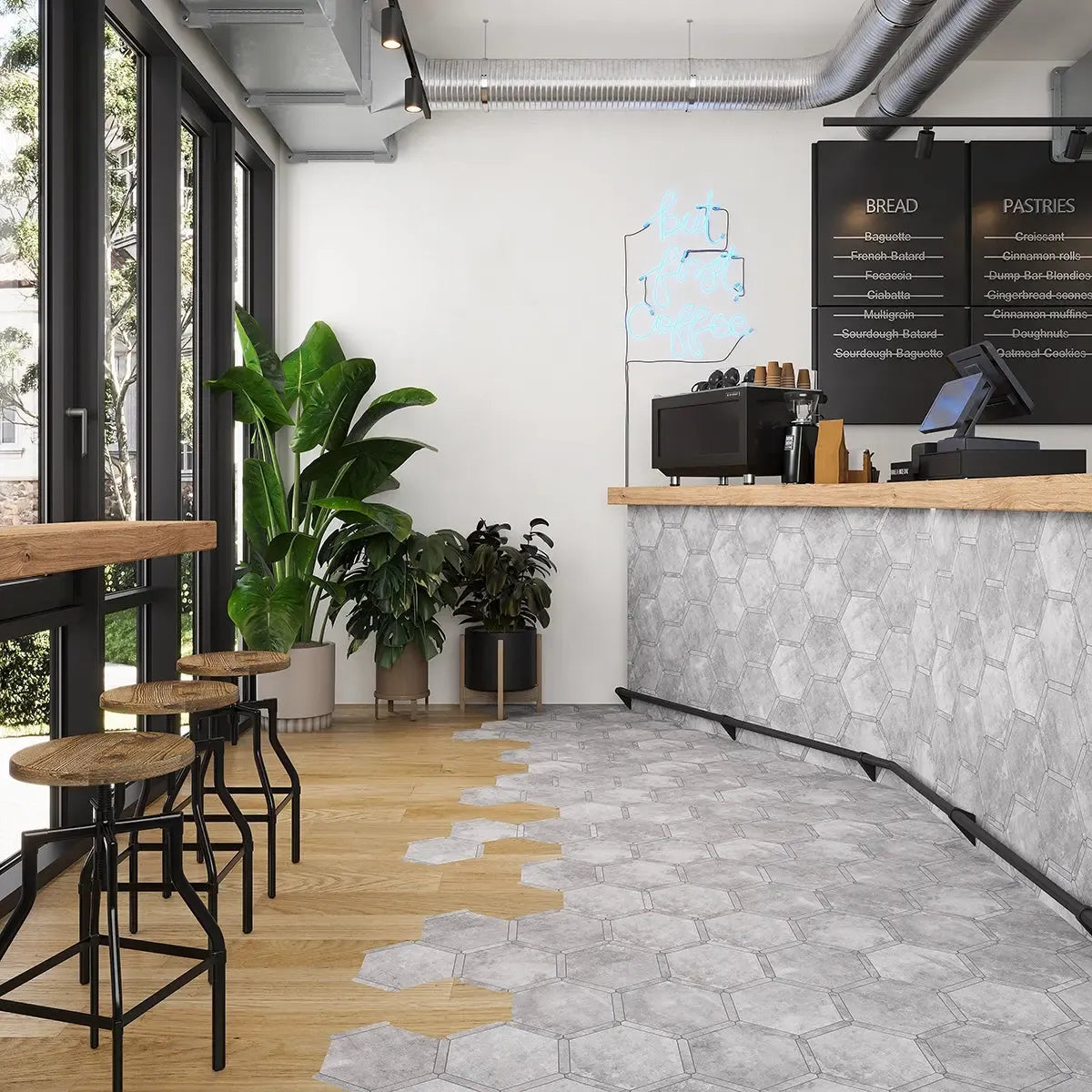 Montura Gray Slate Porcelain Hexagon Tile