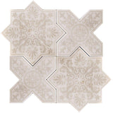 Moroccan Star & Cross Antique Etched Marble Mosaic Tile | Patterned ...