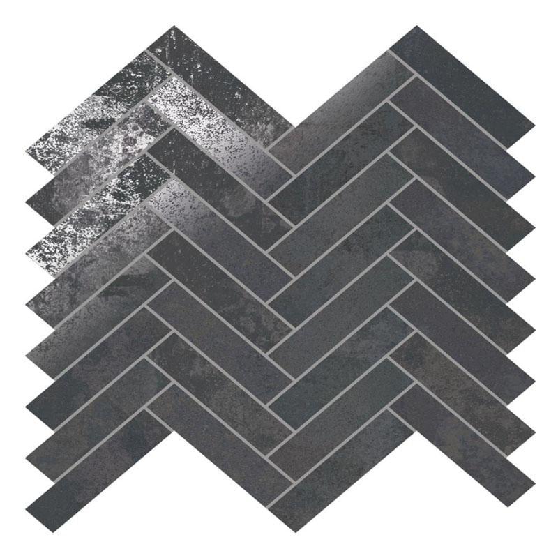 Ionic Herringbone Steel Porcelain Mosaic Tile Sample Swatch | Free ...