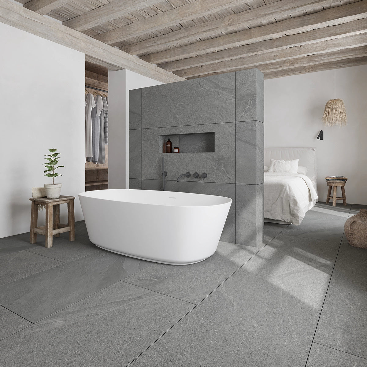 Newport Anthracite Concrete Look Porcelain Tile 24x48 | Tile Club