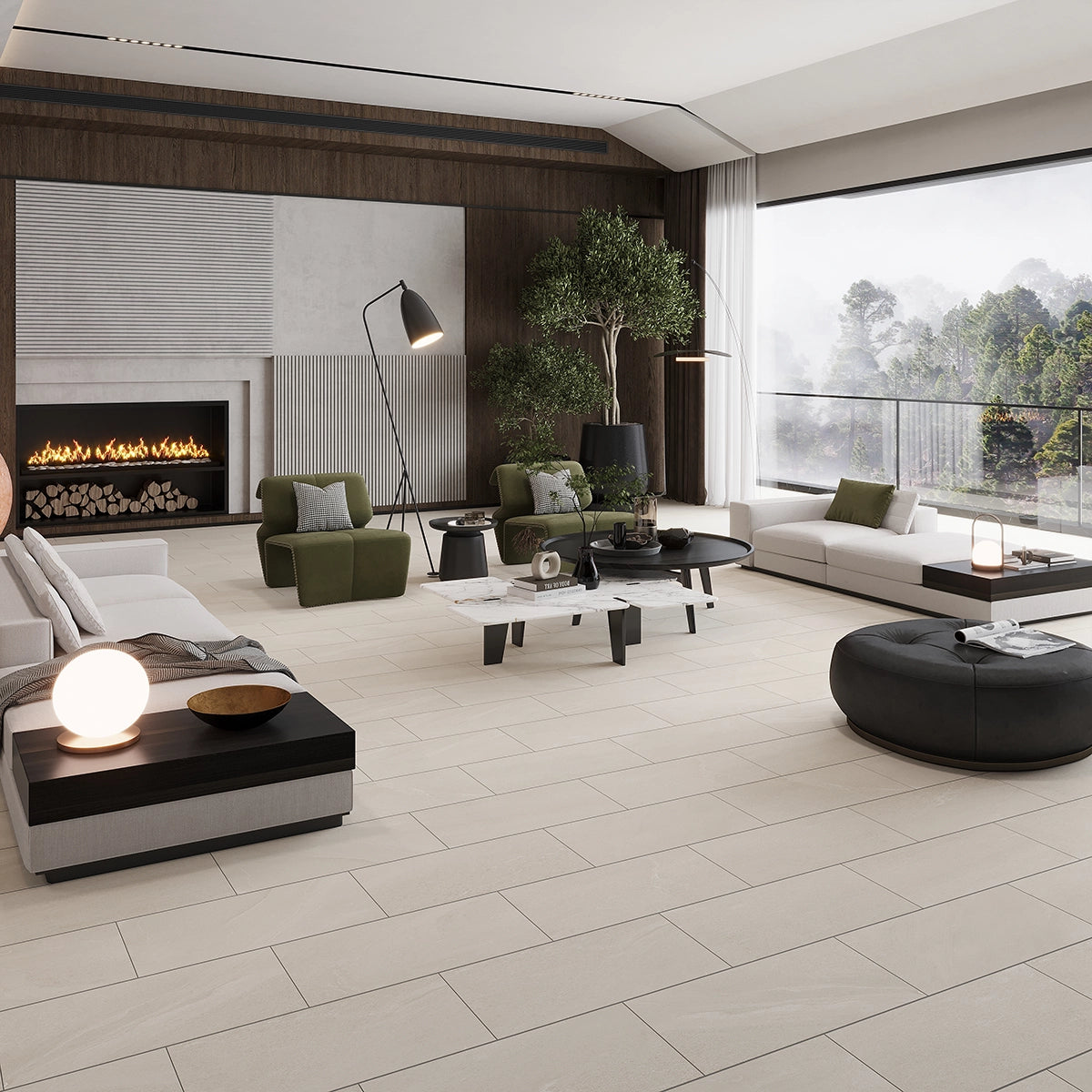 Newport Ivory Concrete Look Porcelain Tile 12x24 | Tile Club