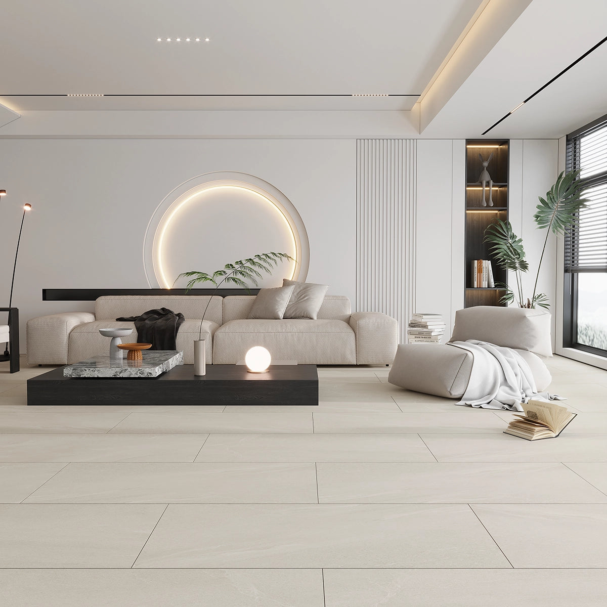 Newport Ivory Concrete Look Porcelain Tile 24x48 | Tile Club