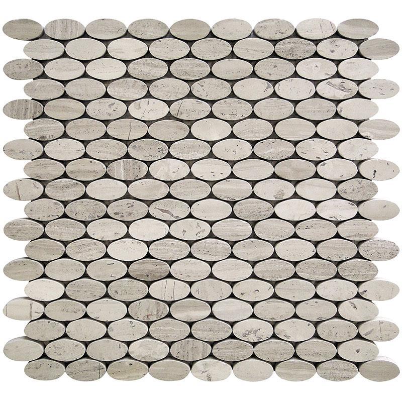 Oval Wooden Beige Marble Mosaic Tile Sample Swatch | Free Shipping on ...