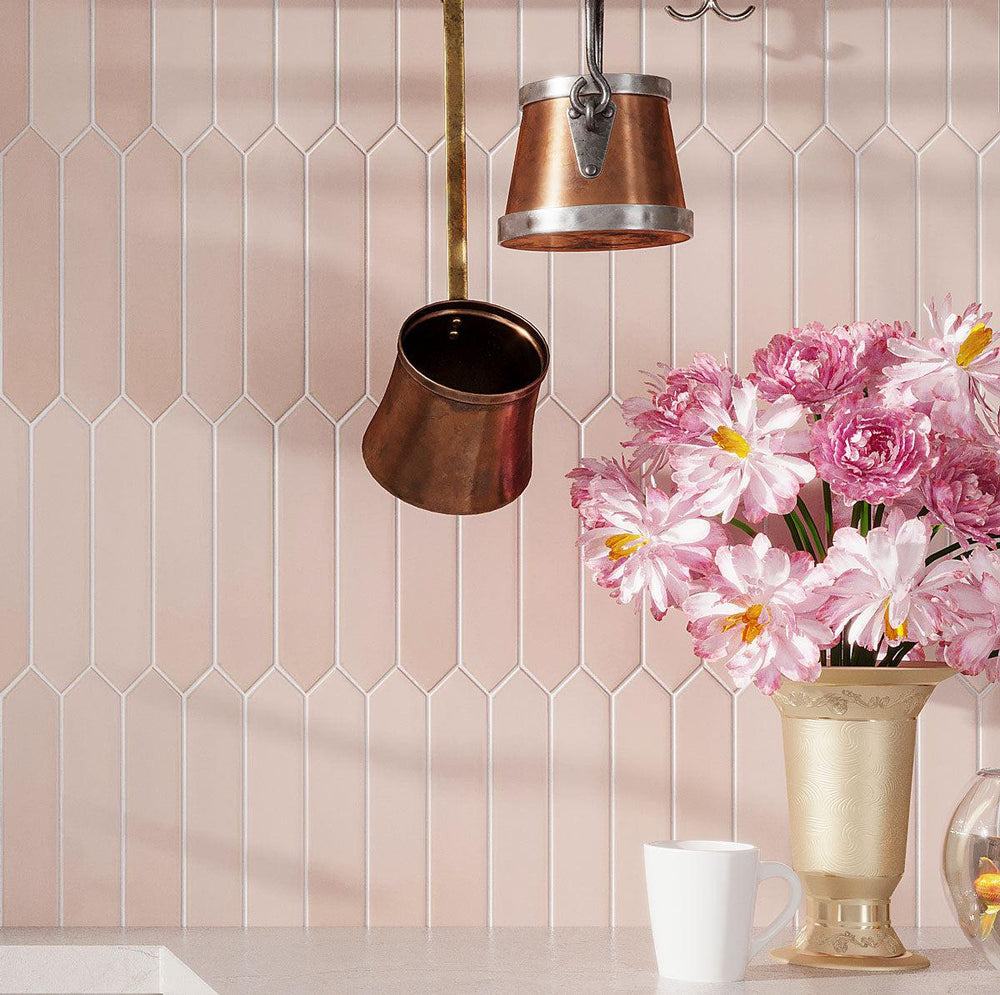 Palisades Rose Picket Ceramic Tile | Colorful Wall, Backsplash