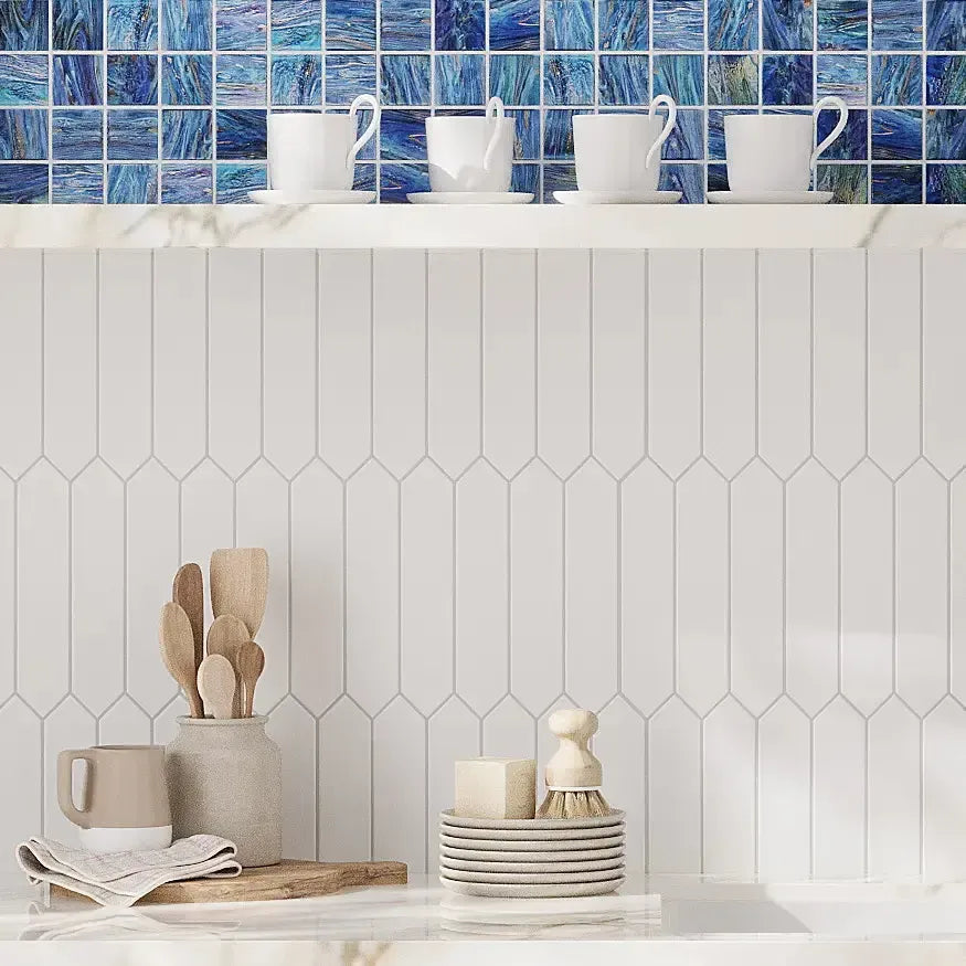 Palisades White Picket Ceramic Tile | Neutral Wall, Backsplash