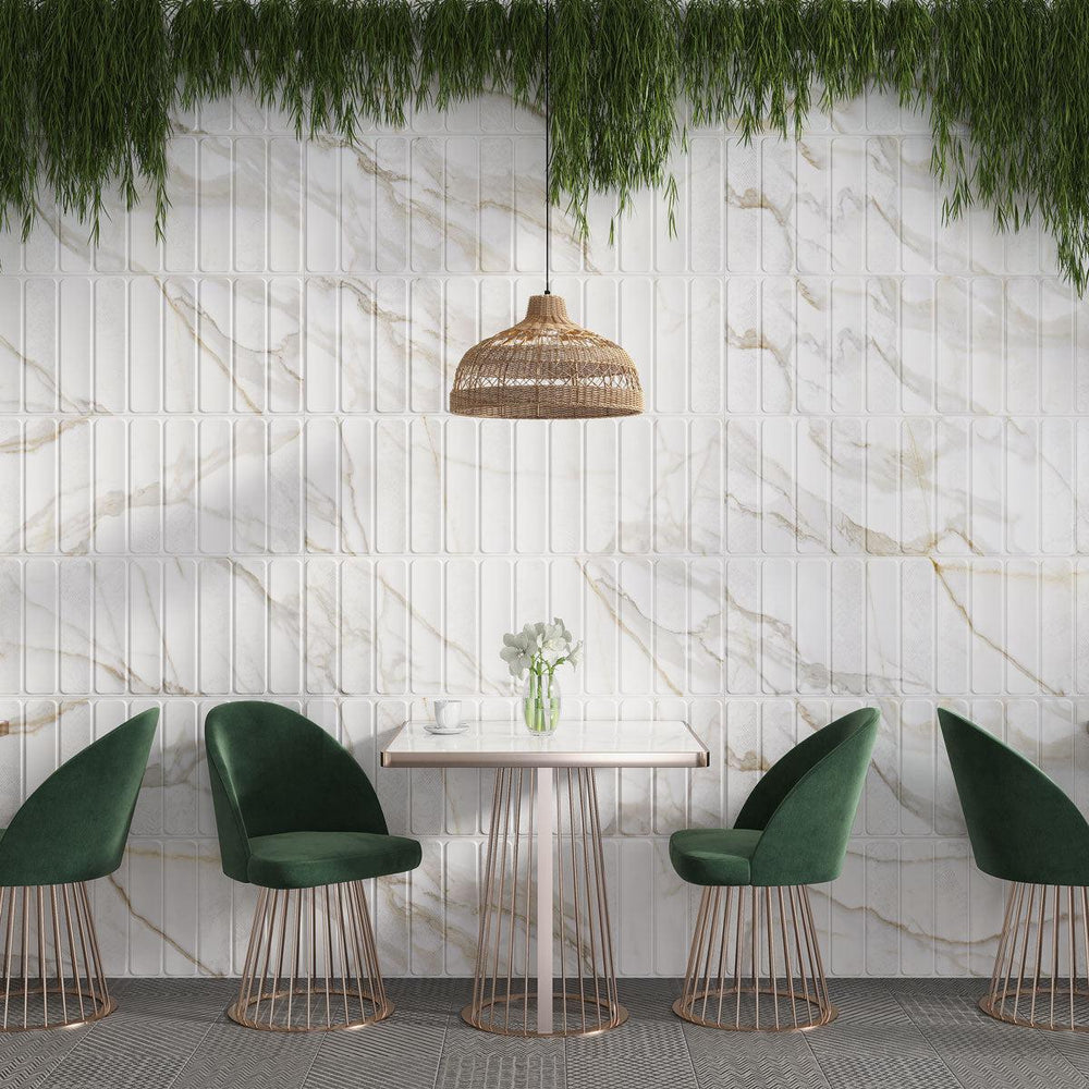 Panorama Gold Marbled Column Ceramic Tile 16x48