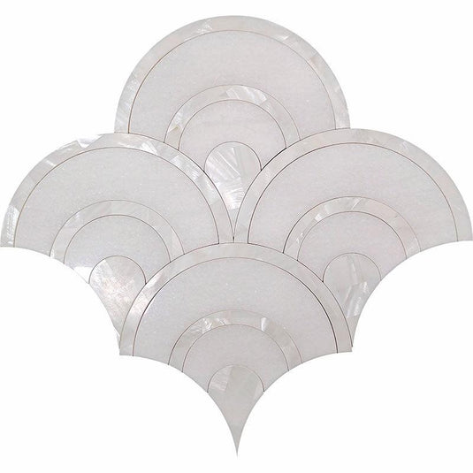 Peacock Fan Shell White Marble Waterjet Tile | Tile Club