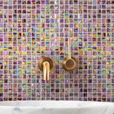 Pearlescent Oil Slick Squares Glass Tile