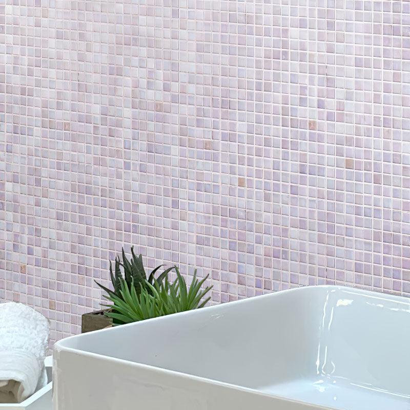Pearlescent Sheer Pink and Purple Glass Pool Tile