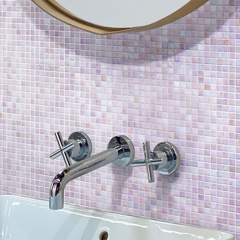 Pearlescent Sheer Pink and Purple Glass Pool Tile