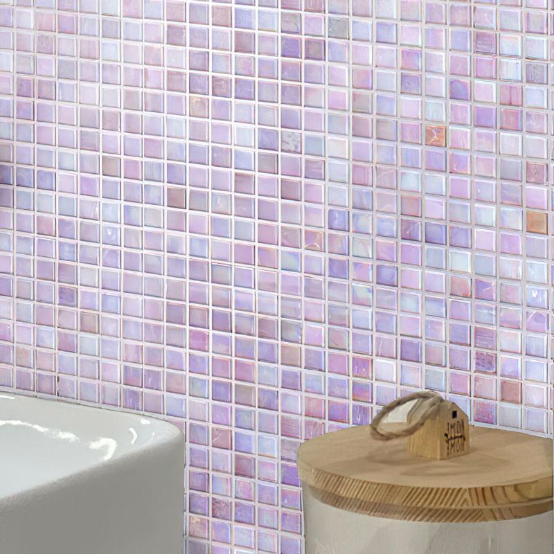 Pearlescent Sheer Pink and Purple Glass Pool Tile